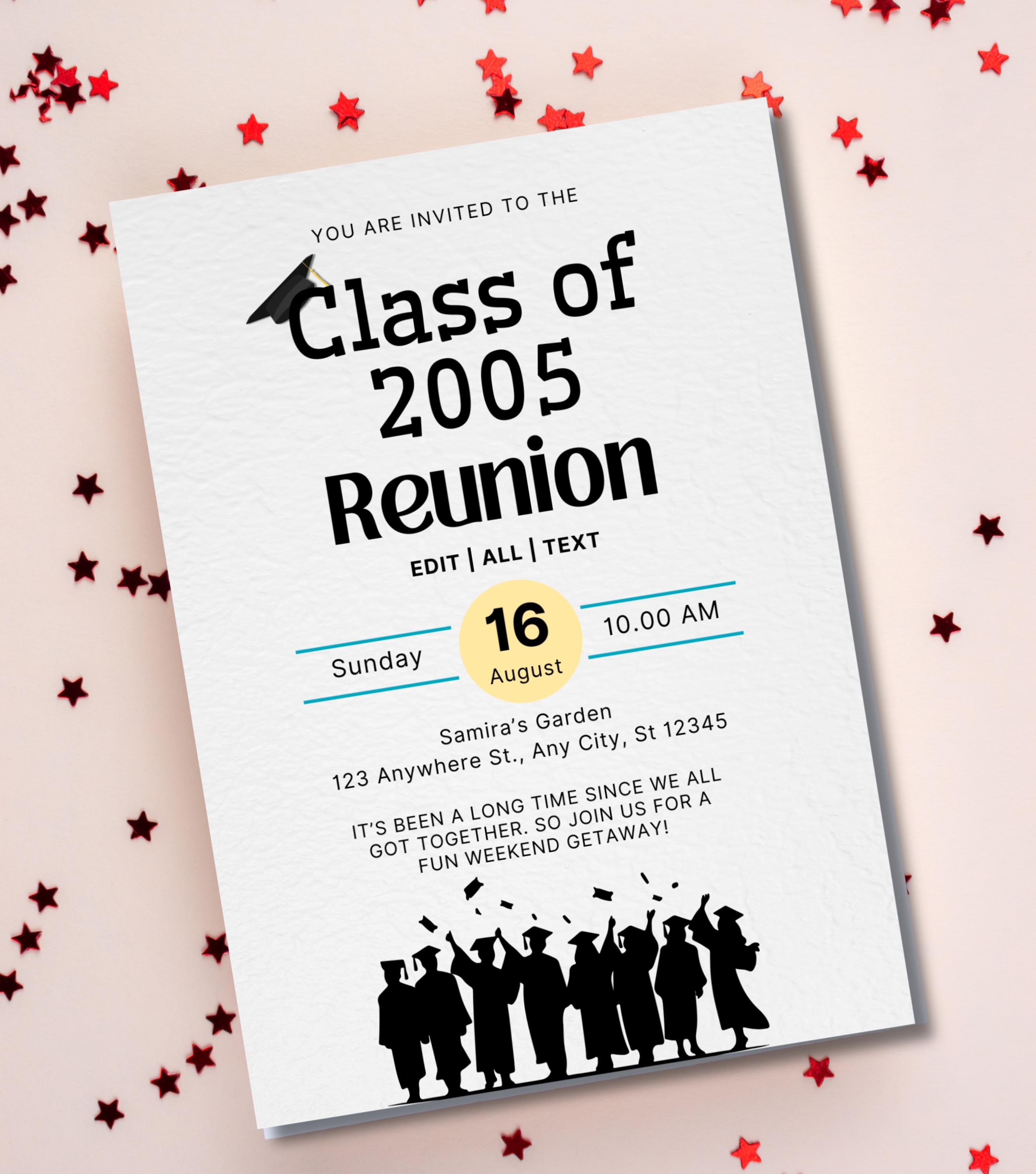 Editable Class Reunion Invite High School Reunion College Reunion ...