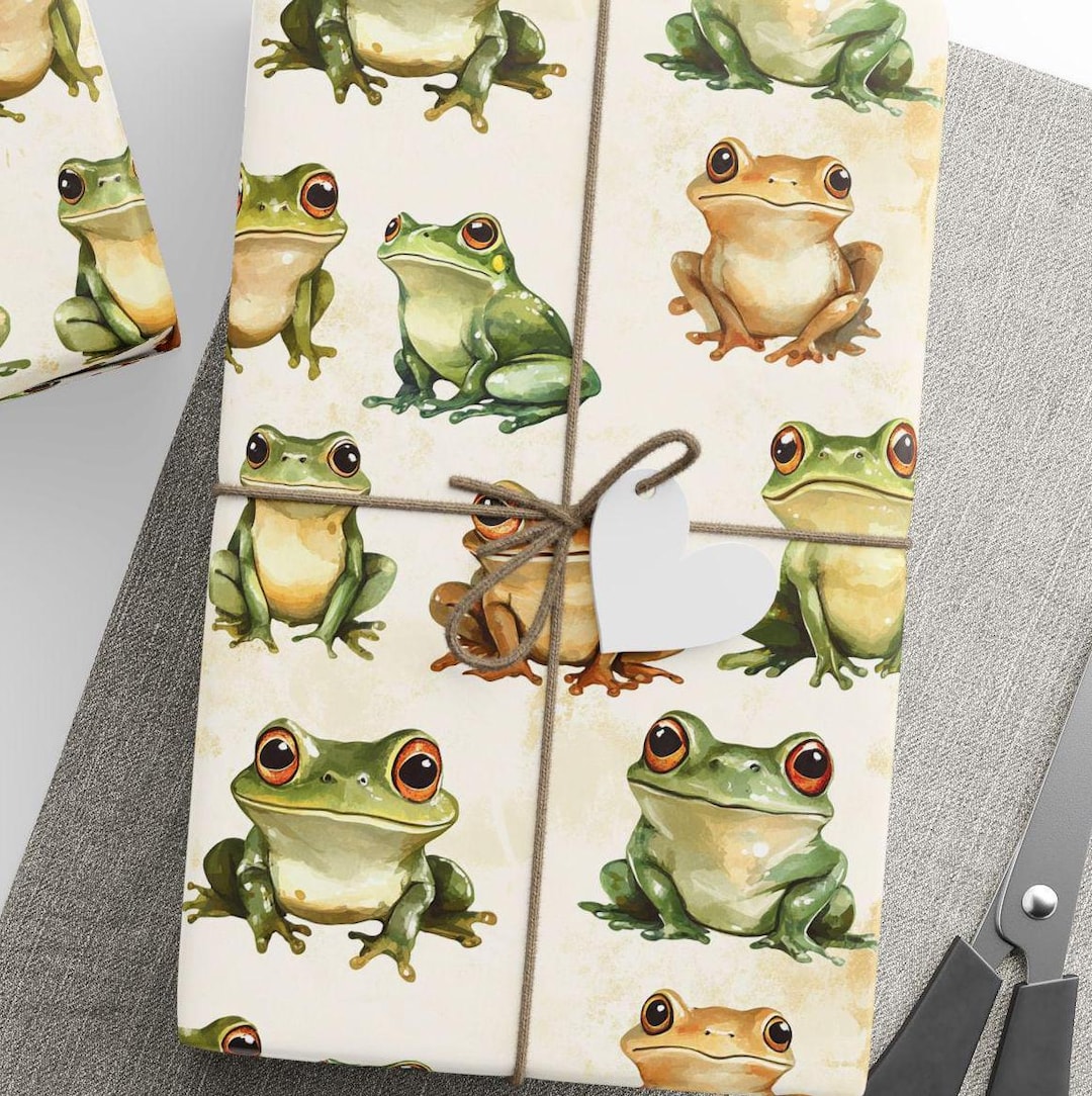 Frog Wrapping Paper Enchanted Frog Gift Wrap Cottagecore Style Frog ...