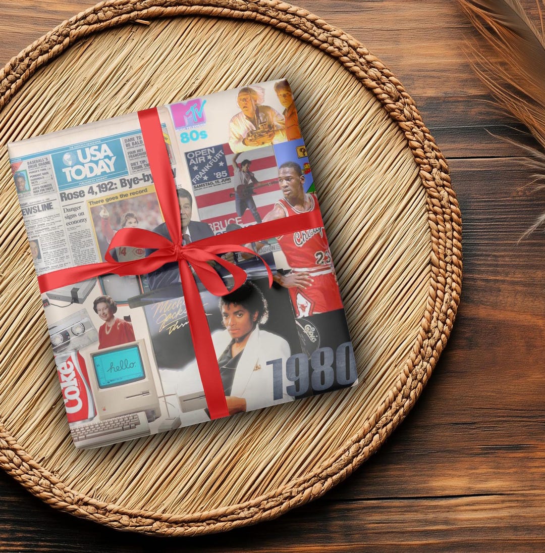 40th Birthday Wrapping Paper 1980s Gift Wrap for 40th Birthday ...