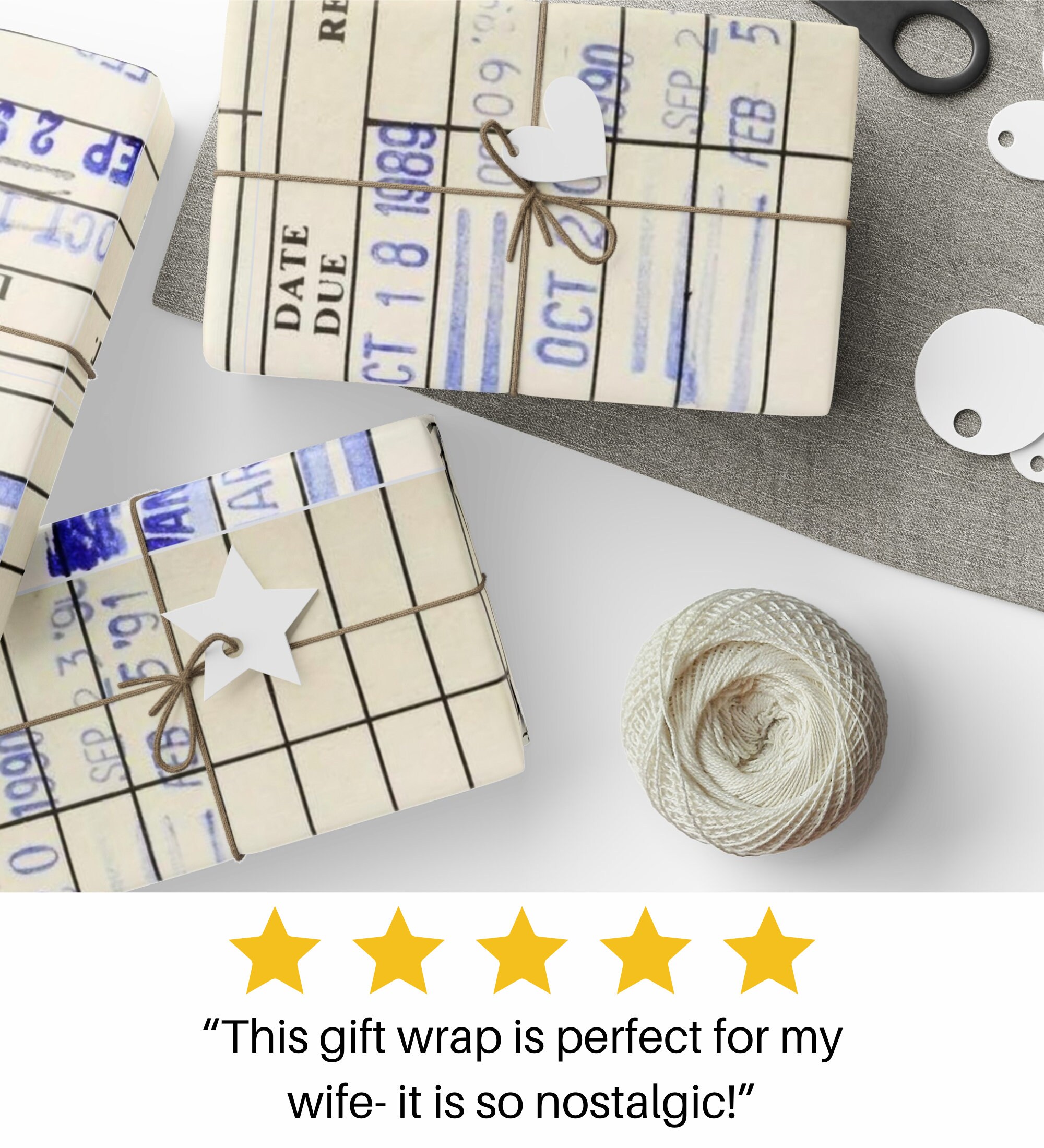 Vintage Wrapping Paper Library Themed Gift Wrap Book Lover Gift Paper ...