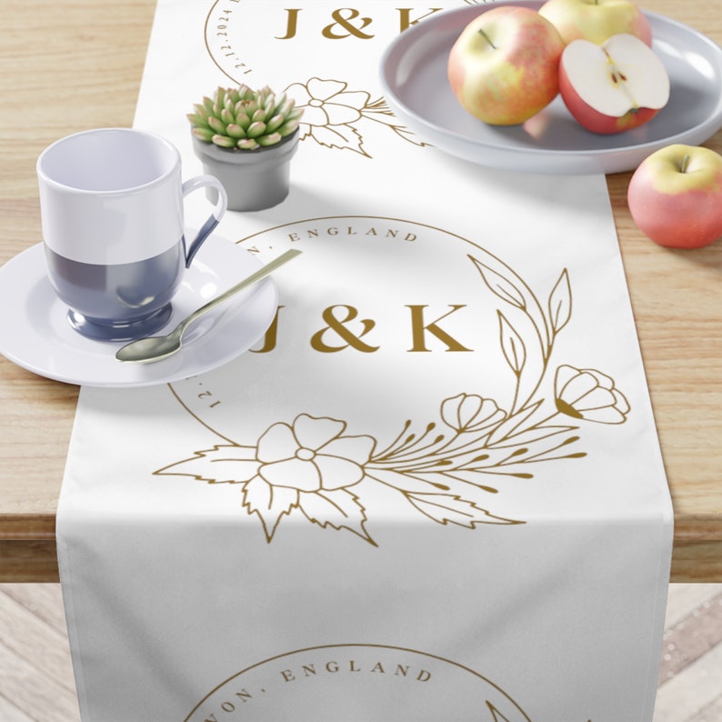 Custom Table Runner Wedding Gold Table Runner Personalized Wedding ...