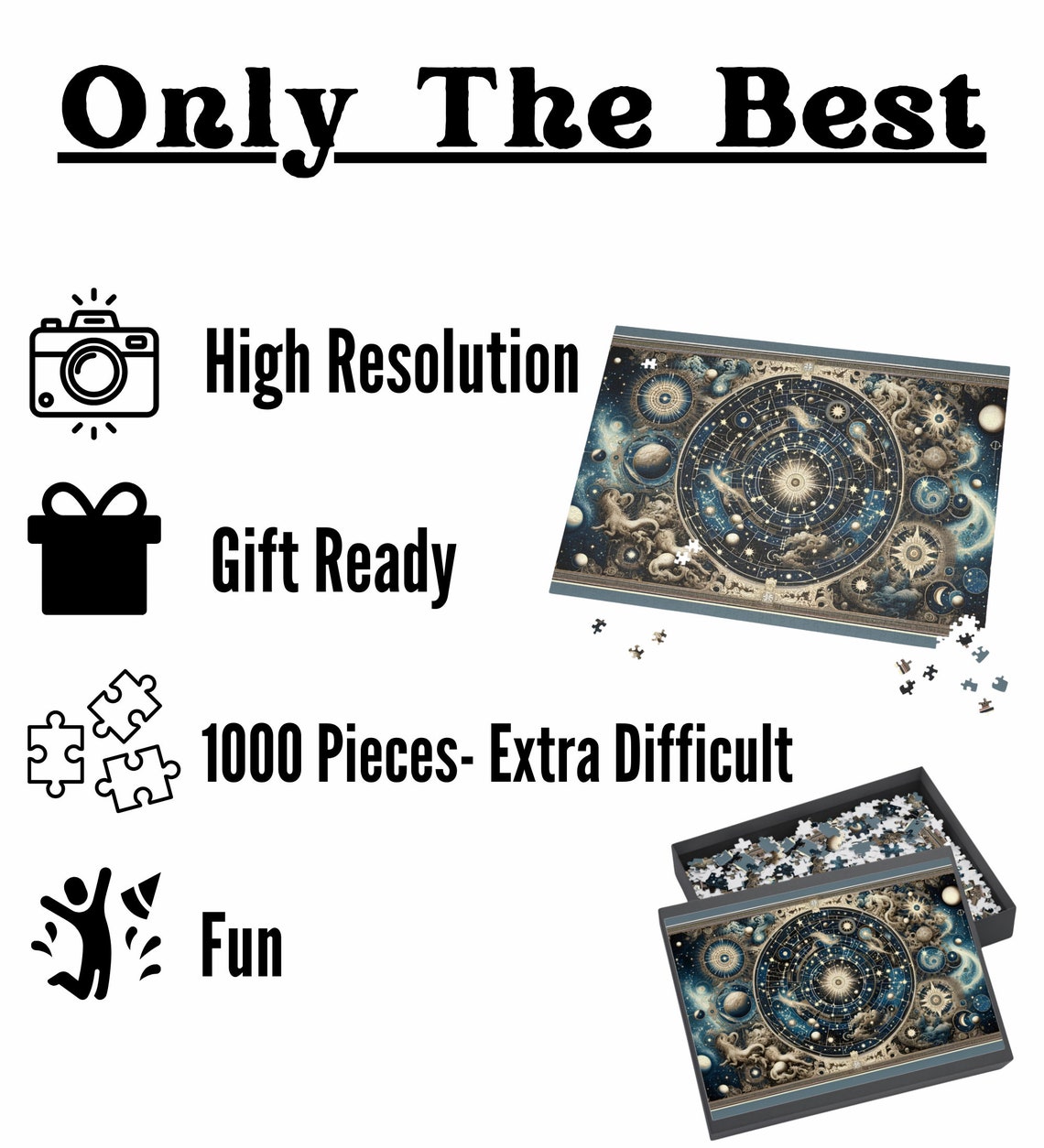 Celestial Map Constellation Puzzle, 1000 Piece Almost Impossible Jigsaw ...