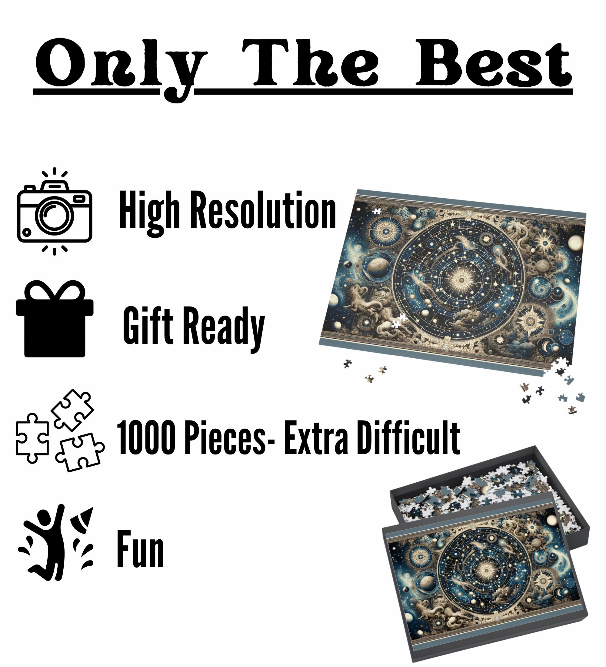 Celestial Map Constellation Puzzle, 1000 Piece Almost Impossible Jigsaw ...