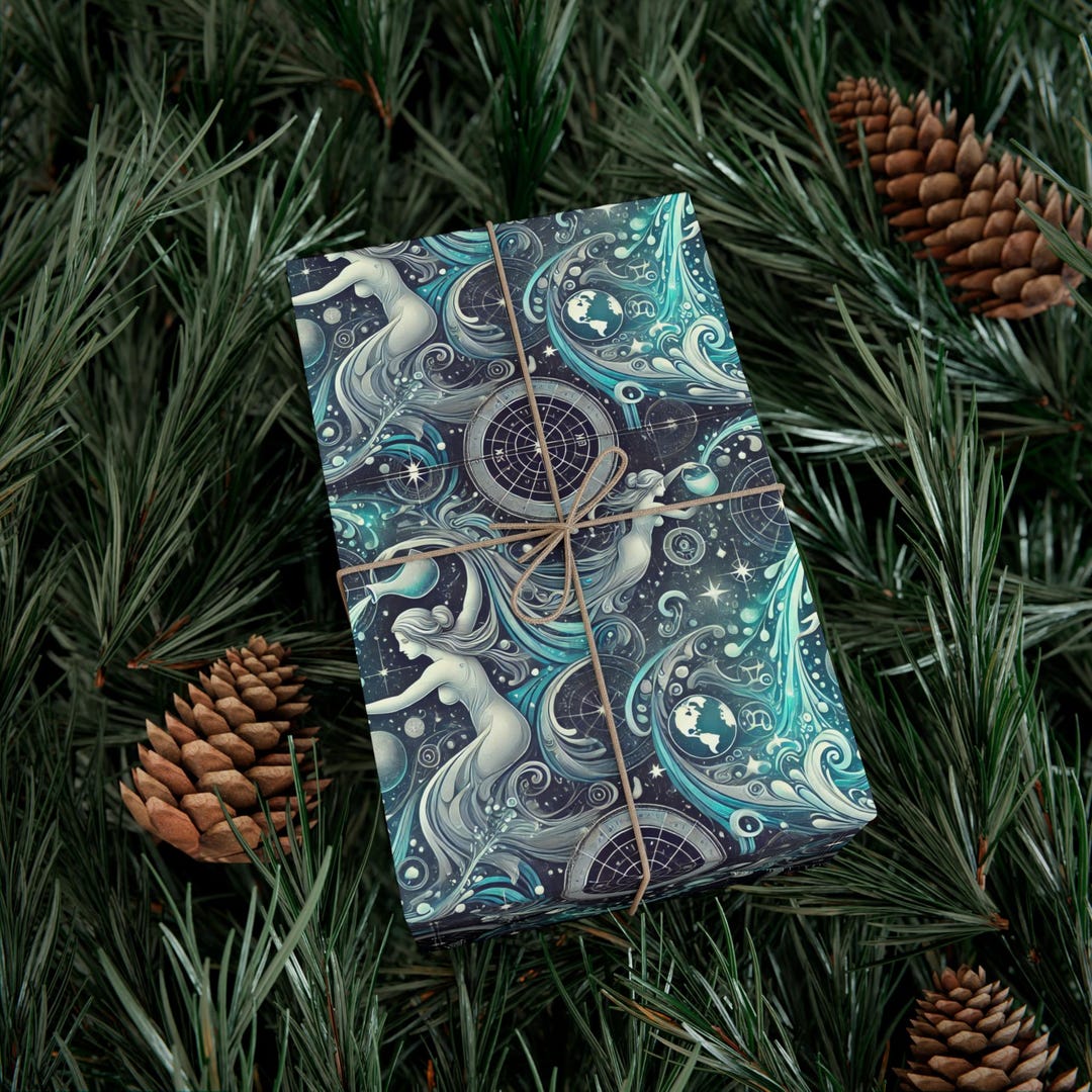 Aquarius Wrapping Paper Aquarius Gift Wrap Zodiac Sign Wrapping Paper ...