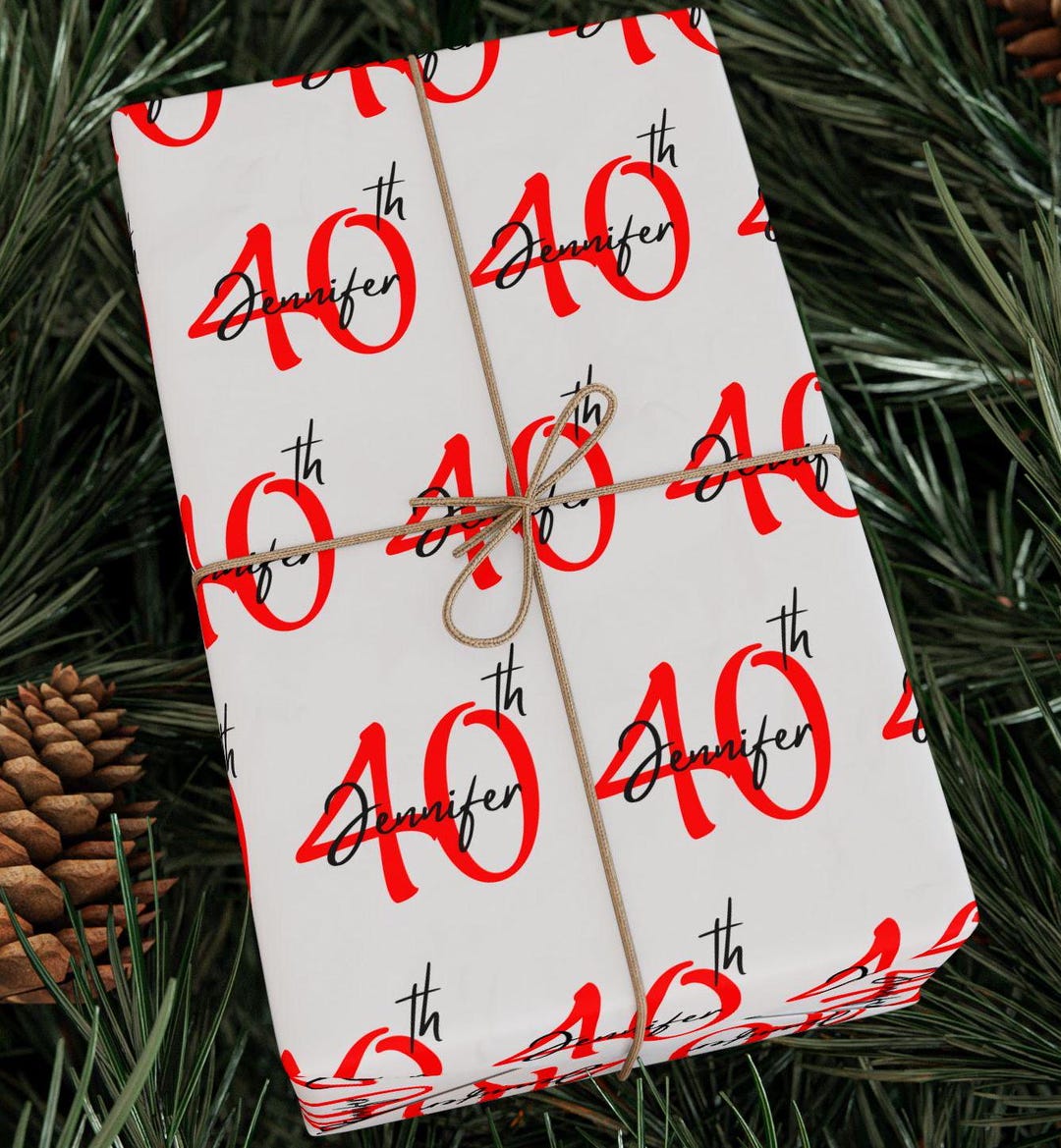 Custom 40th Birthday Wrapping Paper Personalized Name 40th Gift Wrap ...