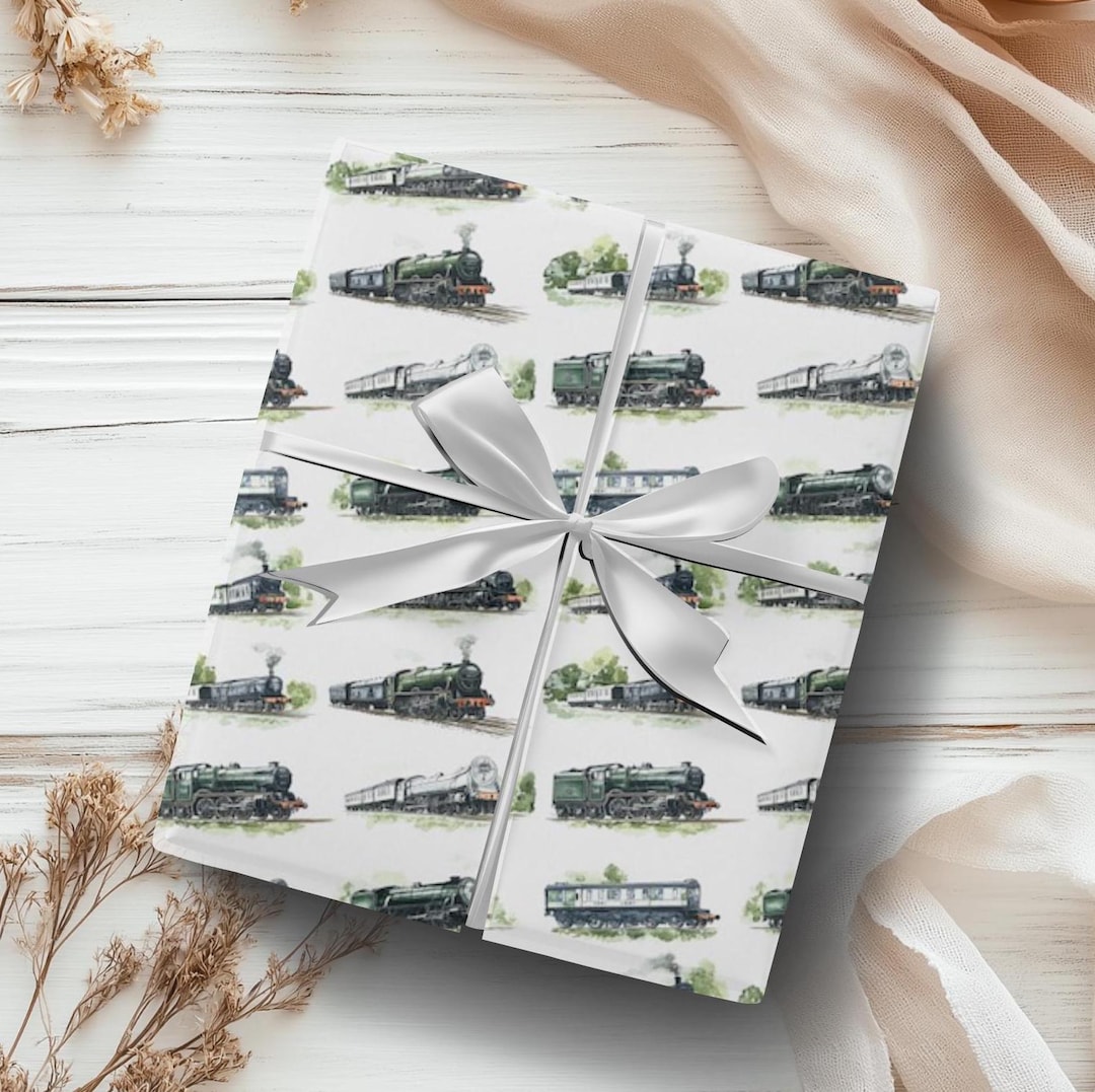 Train Wrapping Paper Train Gift Wrap for Train Enthusiast Classic ...