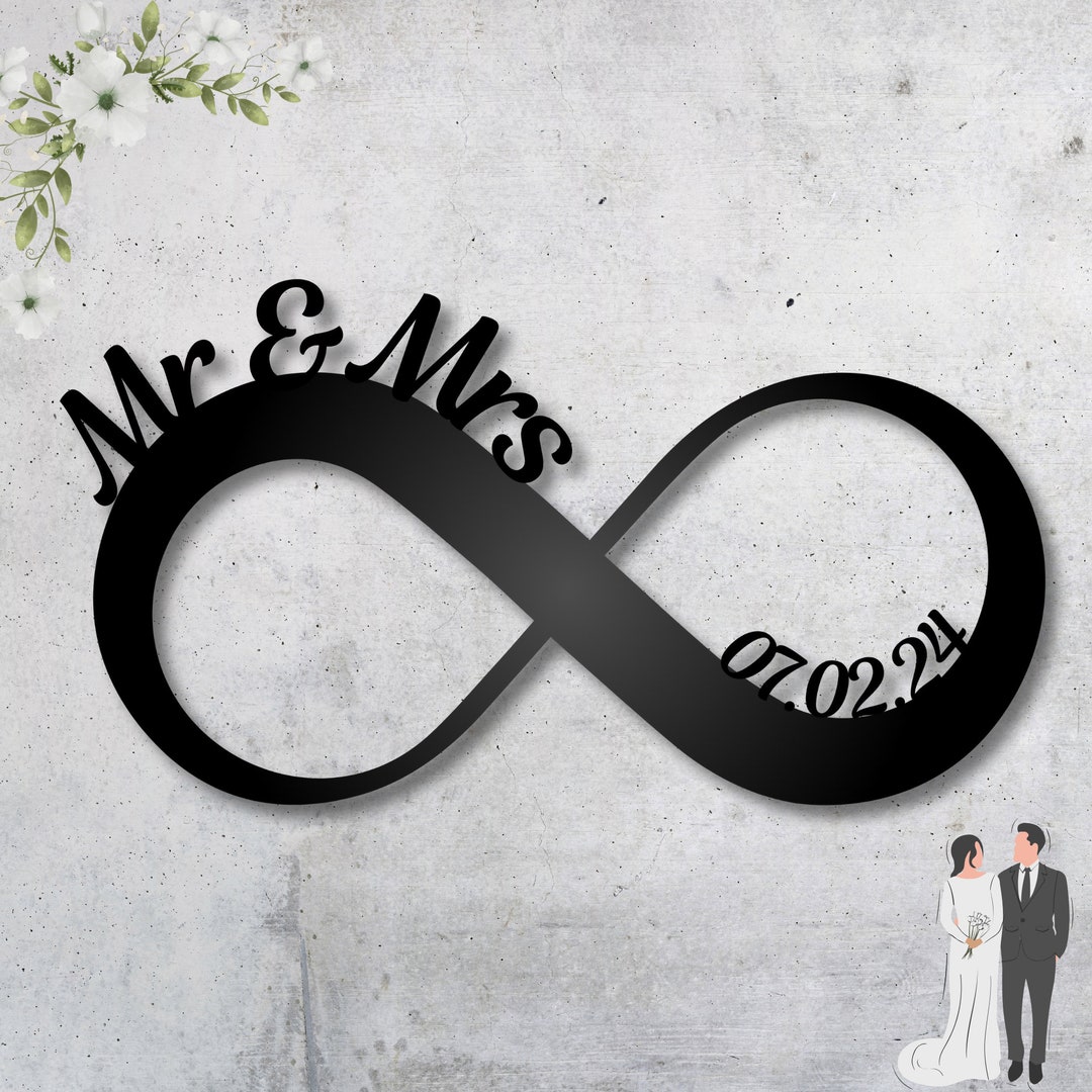 Infinity Monogram Sign Newlywed Gift Personalised Wedding Engagement ...