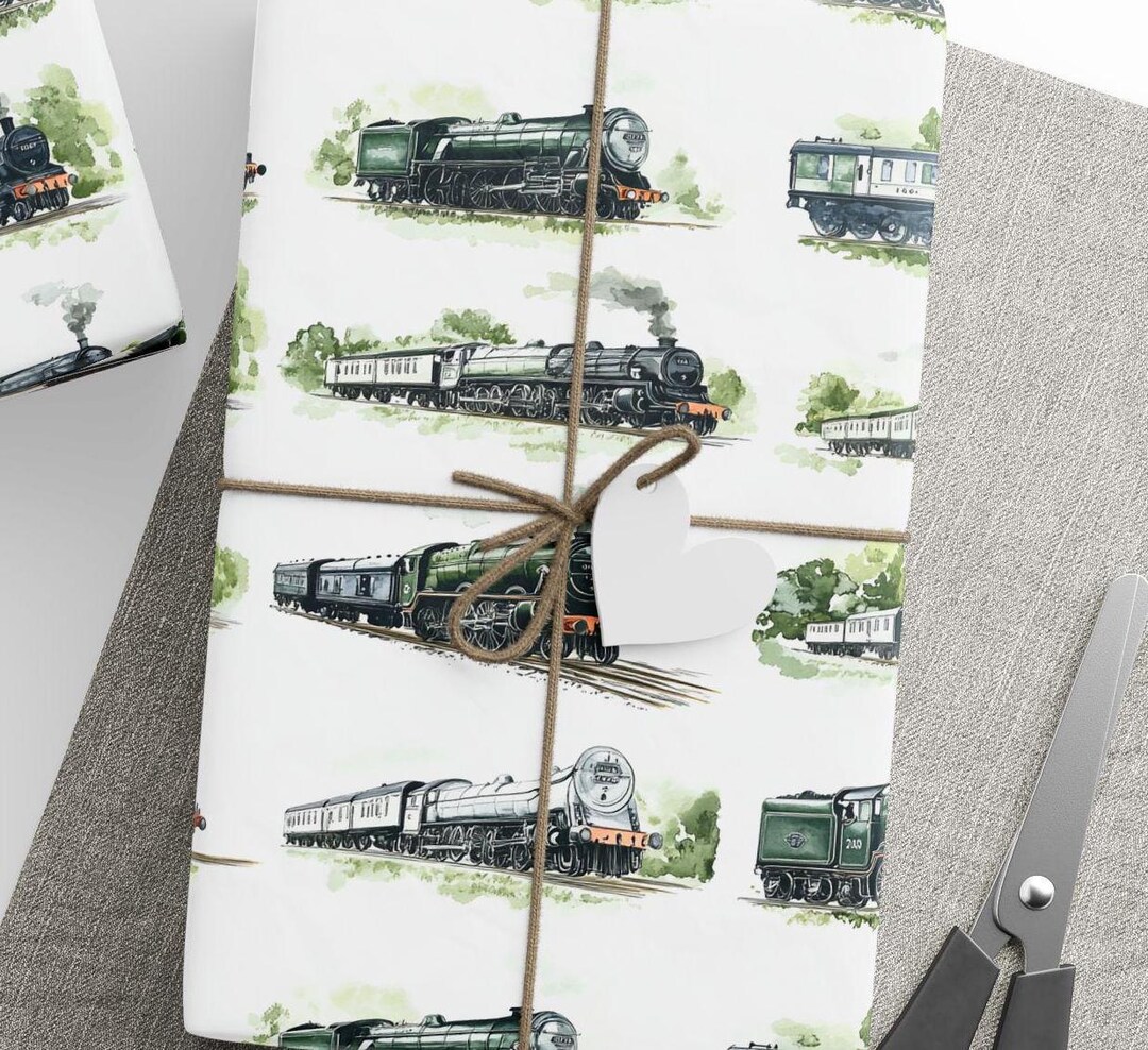 Train Wrapping Paper Train Gift Wrap for Train Enthusiast Classic ...