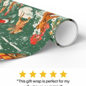 Vintage Christmas Wrapping Paper 1950s Christmas Gift Wrapping Paper ...