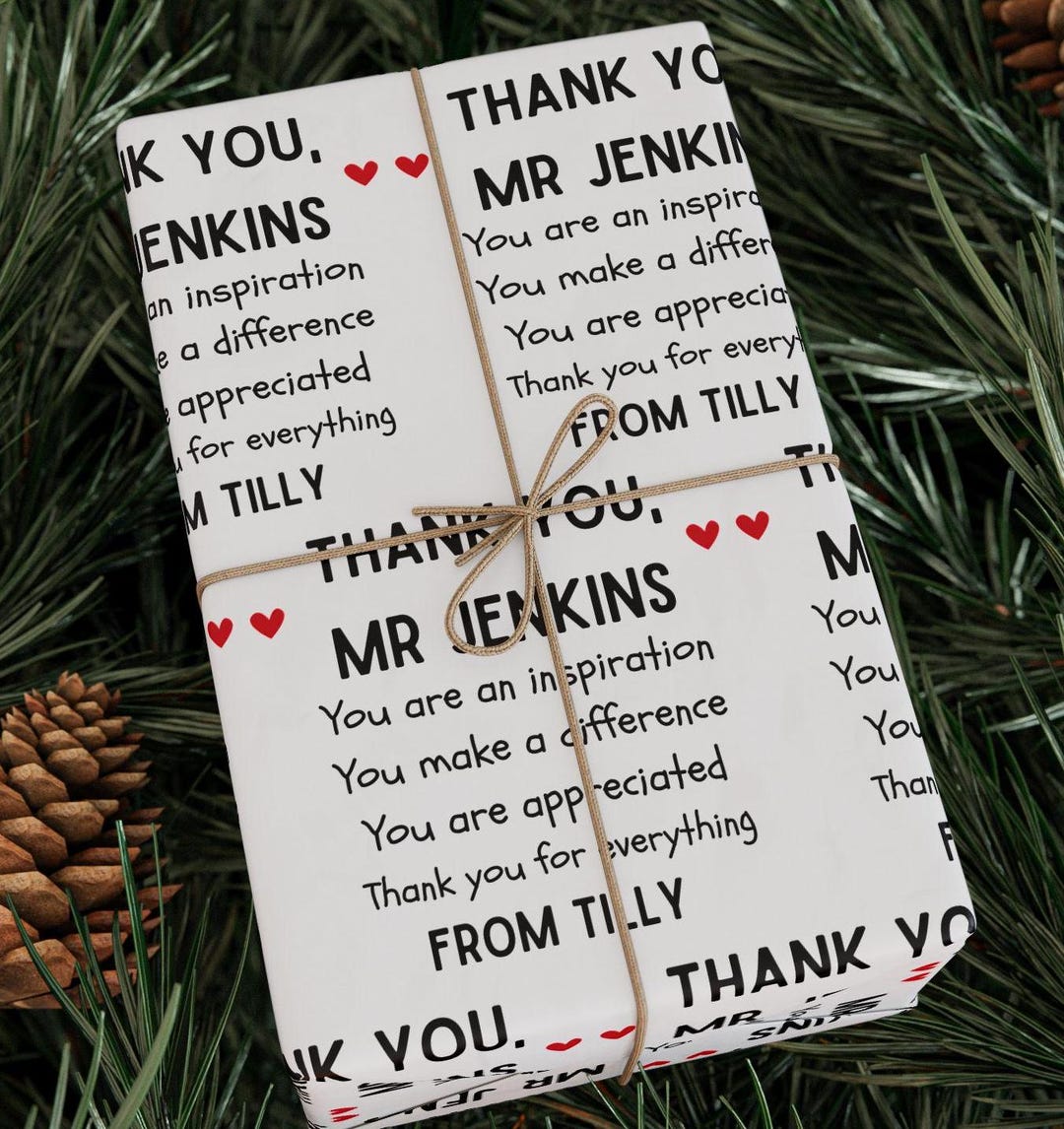 Custom Teacher Wrapping Paper Personalized Thank You Teacher Gift Wrap ...