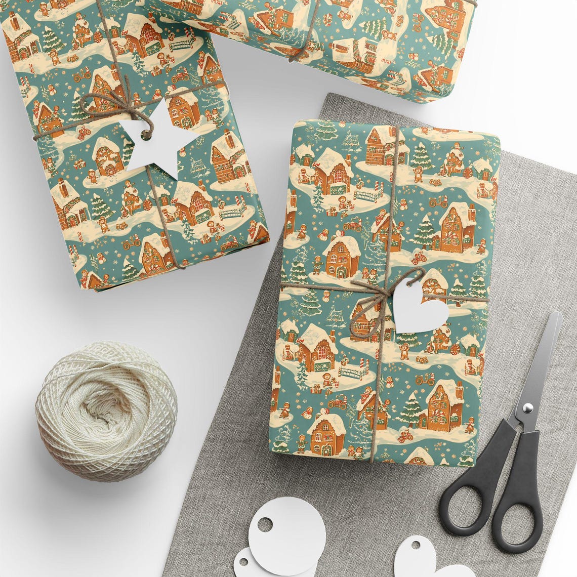 Retro Gingerbread House Wrapping Paper Retro Gingerbread Man Gift Wrap ...