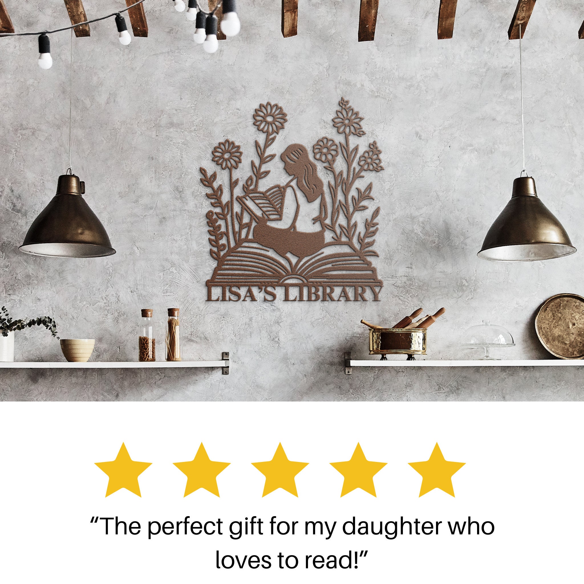 Personalized Library Sign Custom Name Sign for Library Booknook Metal ...