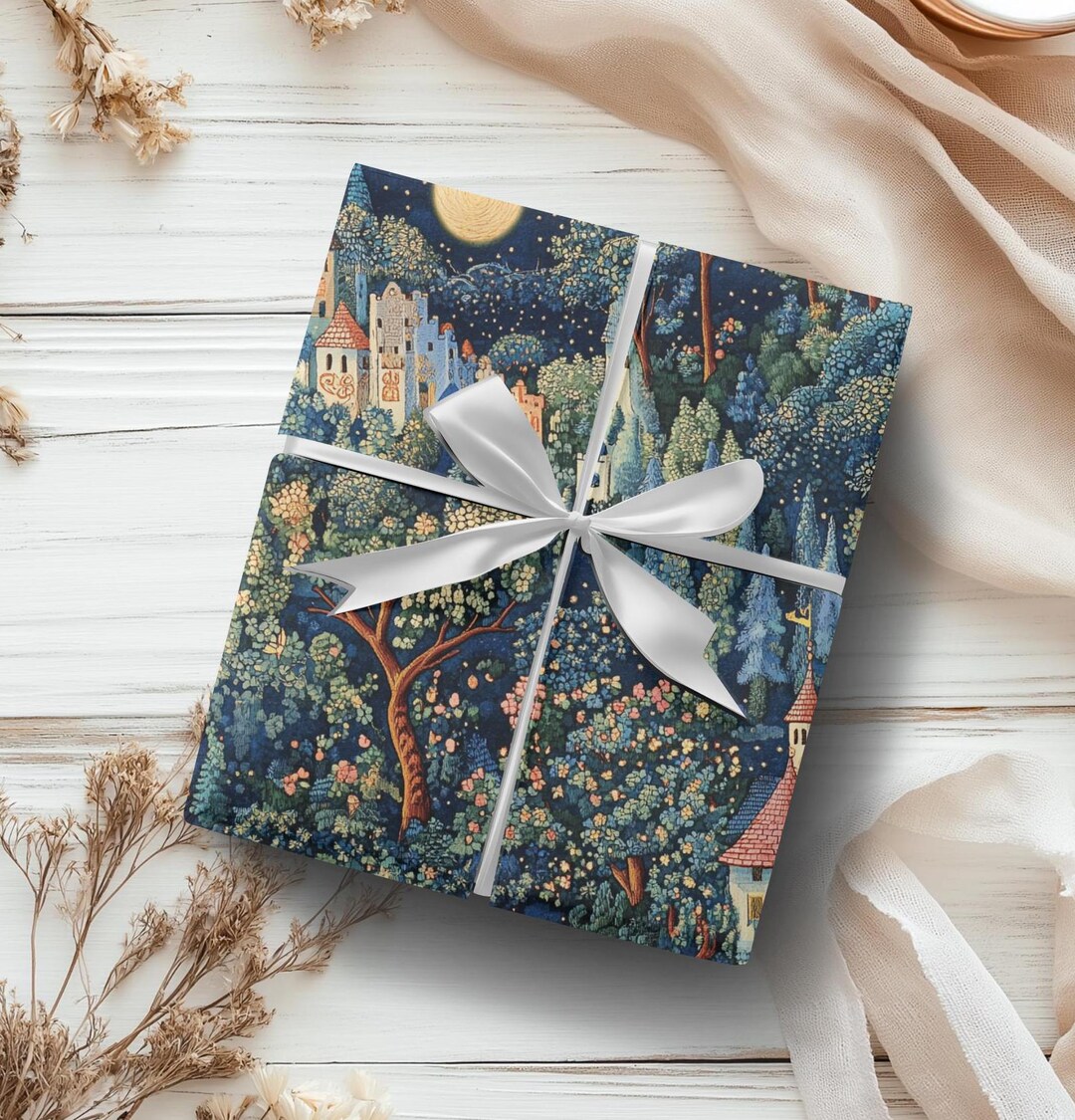 Castle Wrapping Paper Medieval Gift Wrap Renaissance Landscape Gift ...