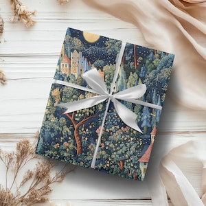 Castle Wrapping Paper Medieval Gift Wrap Renaissance Landscape Gift ...