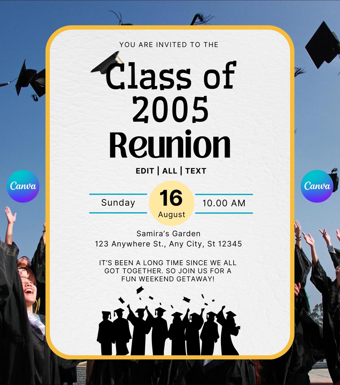 Editable Class Reunion Invite High School Reunion College Reunion ...