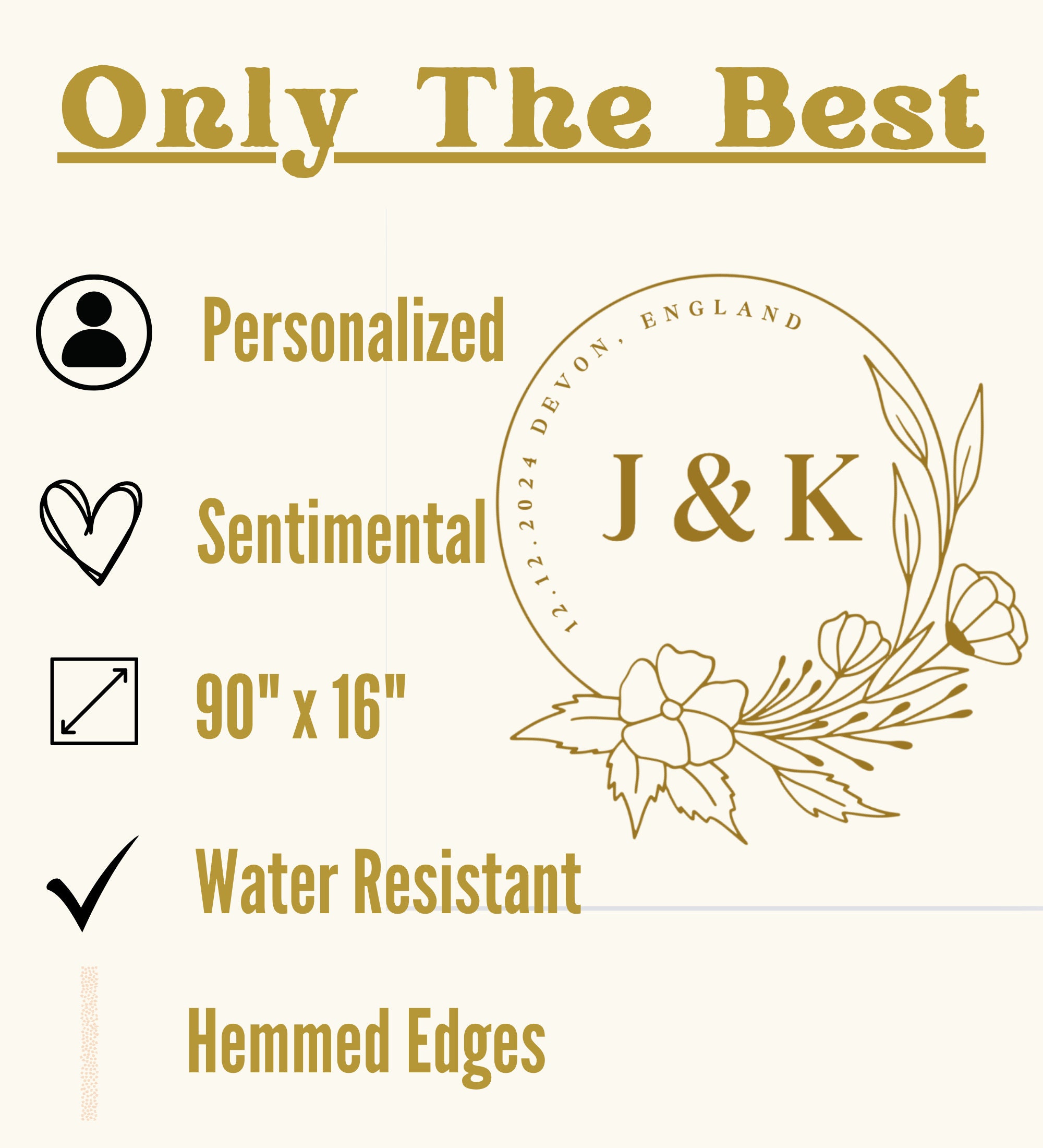 Custom Table Runner Wedding Gold Table Runner Personalized Wedding ...