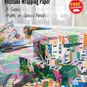 Positano Wrapping Paper Colourful Gift Wrap Italy Amalfi Coast Wrapping ...