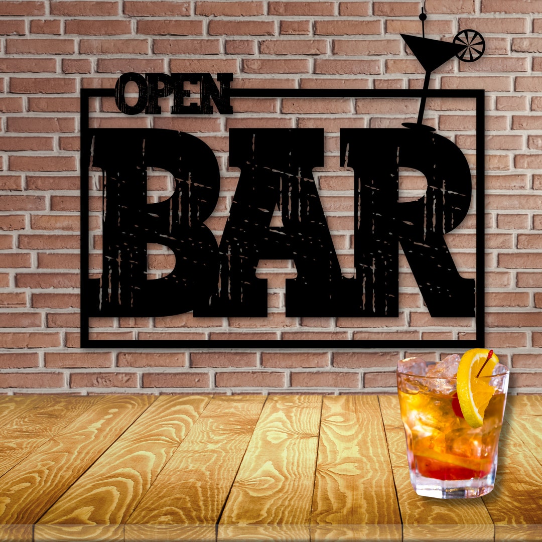 Open Bar Sign Wedding Bar Signage Wedding Drink Sign Home Bar Kitchen ...