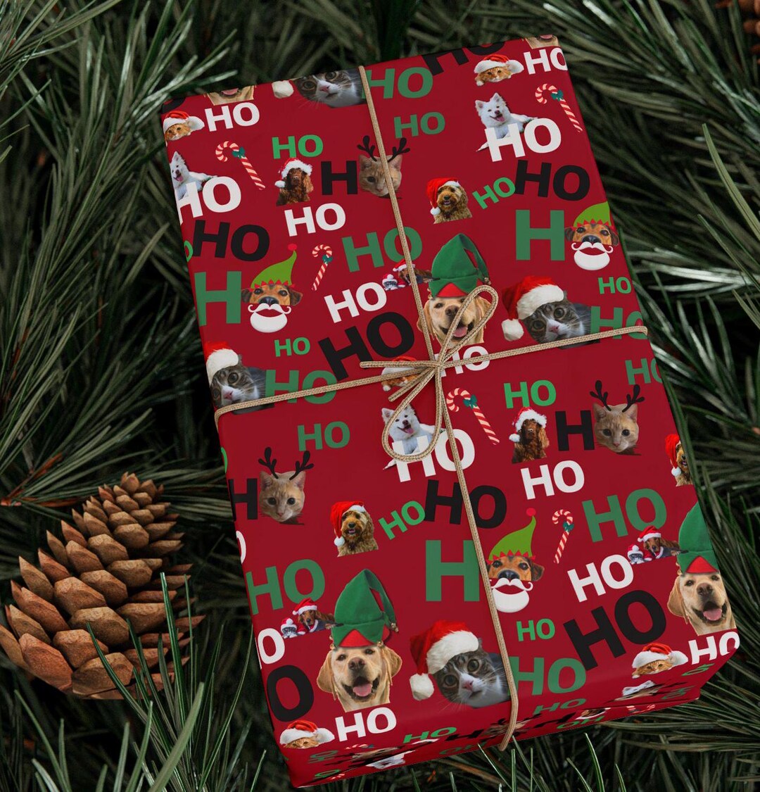 Dog Cat Christmas Wrapping Paper Pet Gift Wrap for Animal Owners Doggy ...