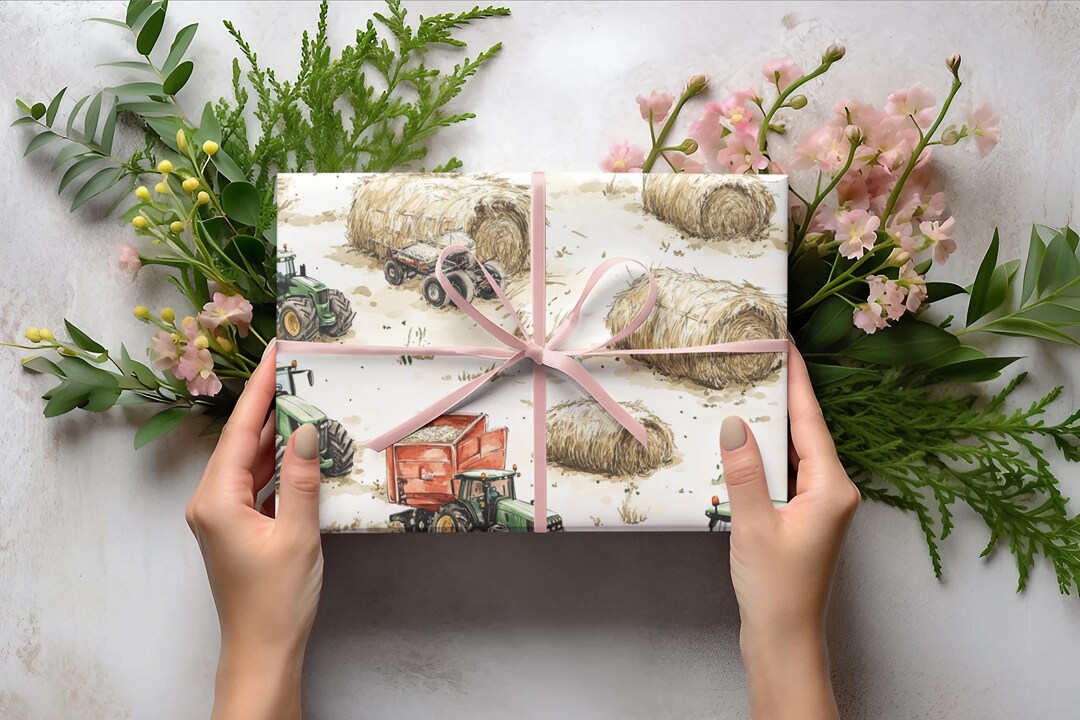 Tractor Wrapping Paper Harvest Gift Wrap Farmer Wrapping Paper for ...