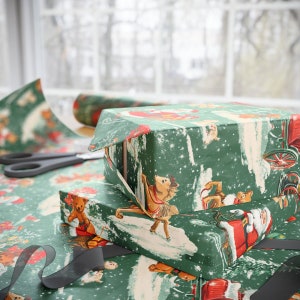 Vintage Christmas Wrapping Paper 1950s Christmas Gift Wrapping Paper ...