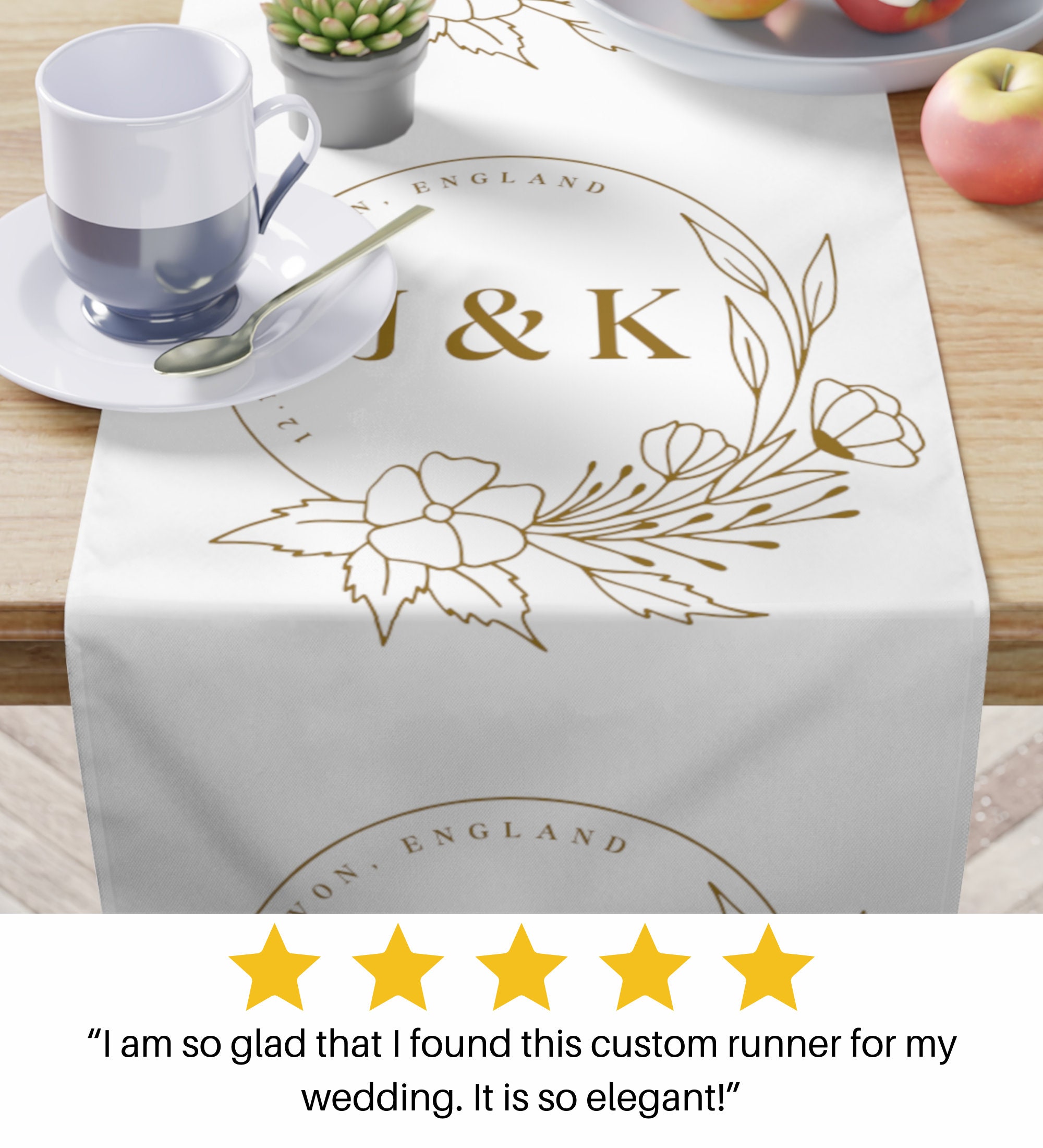 Custom Table Runner Wedding Gold Table Runner Personalized Wedding ...