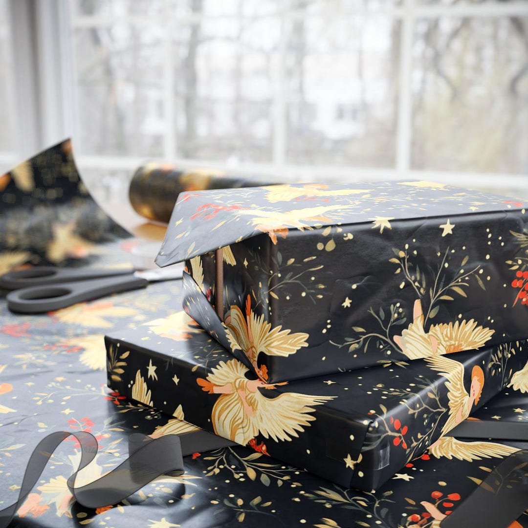 Angel Wrapping Paper Angel Gift Wrap Festive Angel Wrapping Paper Cute ...