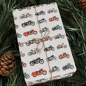 Classic Motorbike Wrapping Paper Retro Motorcycles Gift Wrap Vintage ...