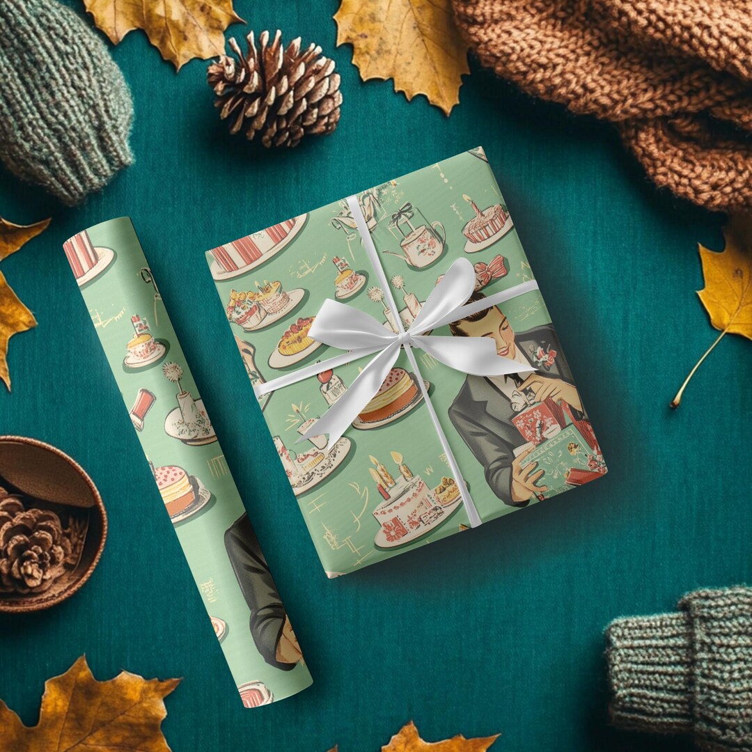 Vintage Birthday Wrapping Paper 1950s Birthday Gift Wrap Celebration ...