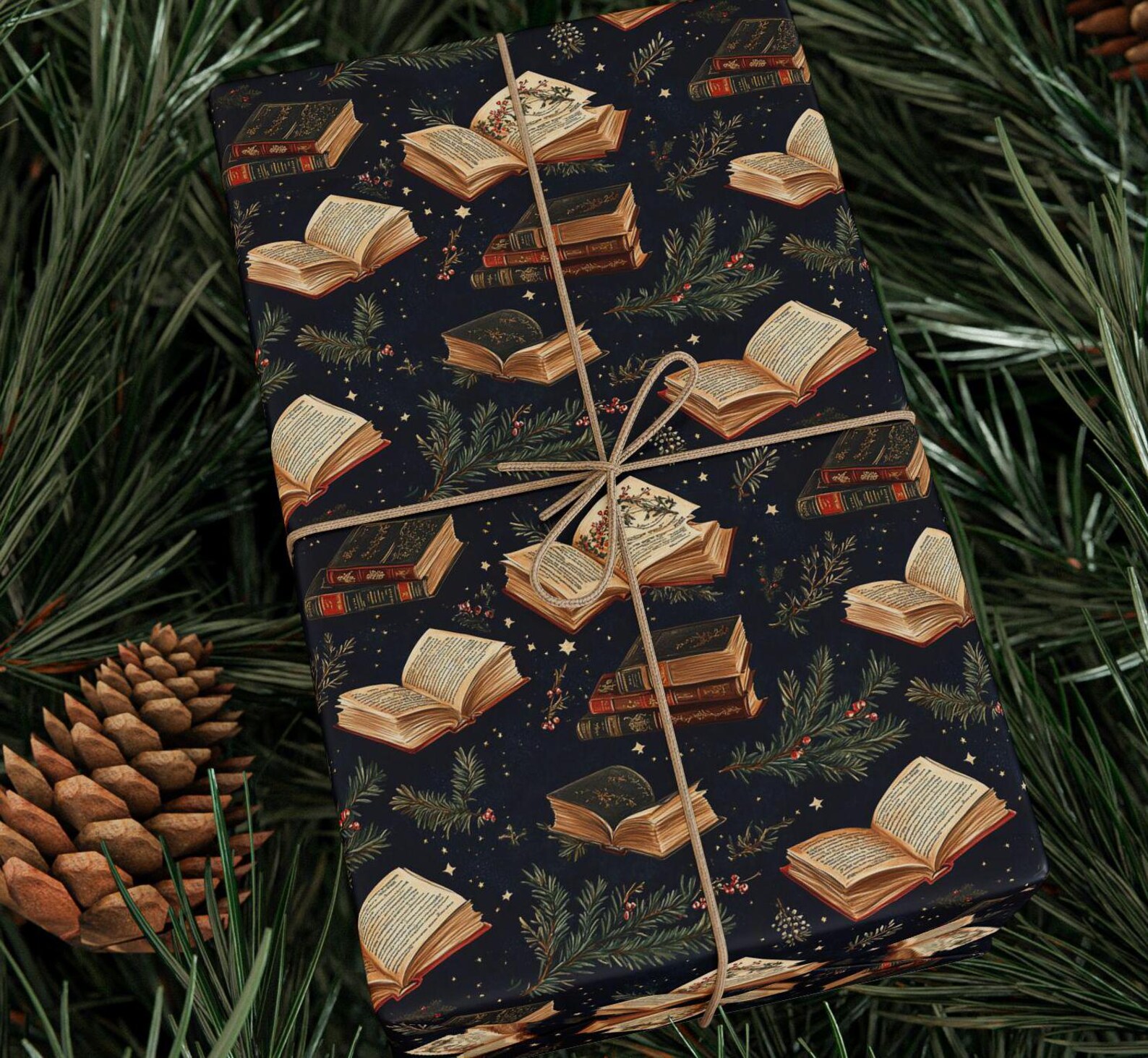 Book Christmas Wrapping Paper Luxury Literary Gift Wrap Traditional ...