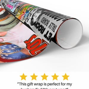 50th Birthday Wrapping Paper 1970s Gift Wrap for 50th Birthday ...