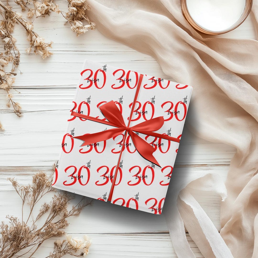 Custom 30th Birthday Wrapping Paper Personalized Name 30th Gift Wrap ...