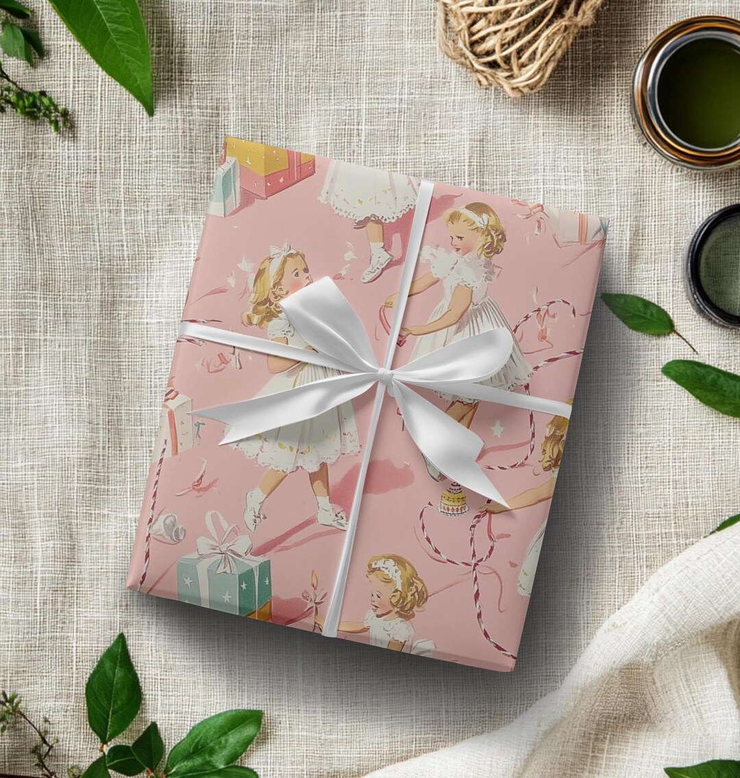 Vintage Birthday Gift Wrap 1950s Vintage Wrapping Paper Retro Birthday ...