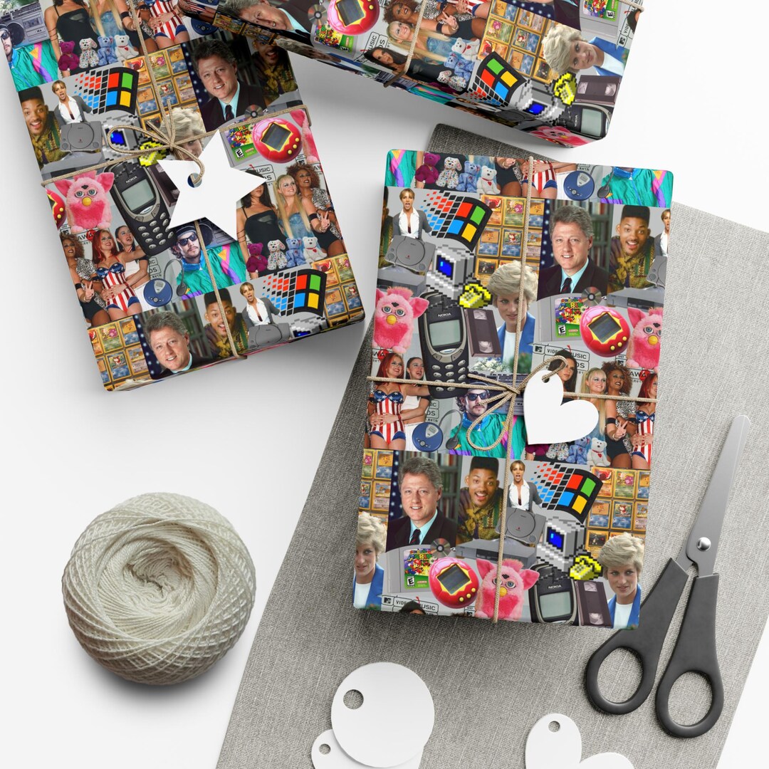 90s Gift Wrap Paper 1990s Wrapping Paper for 90s Millennial Gift Wrap ...