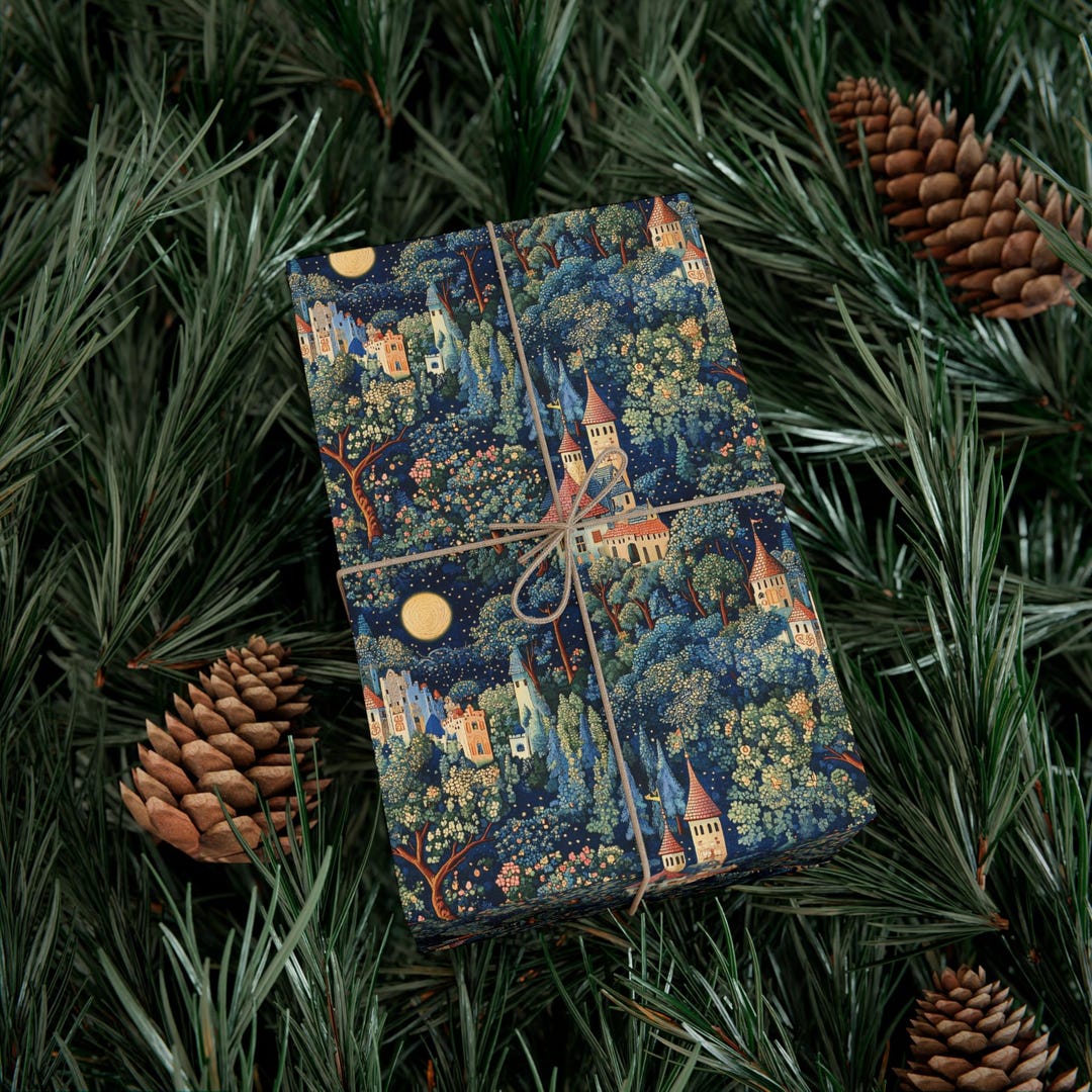 Castle Wrapping Paper Medieval Gift Wrap Renaissance Landscape Gift ...