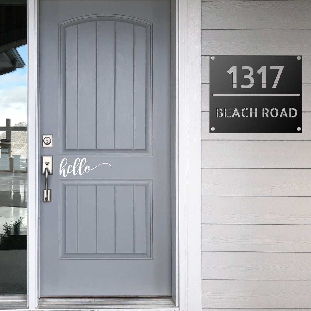 House Number Road Name Sign Custom Metallic Sign for Home Minimalistic ...