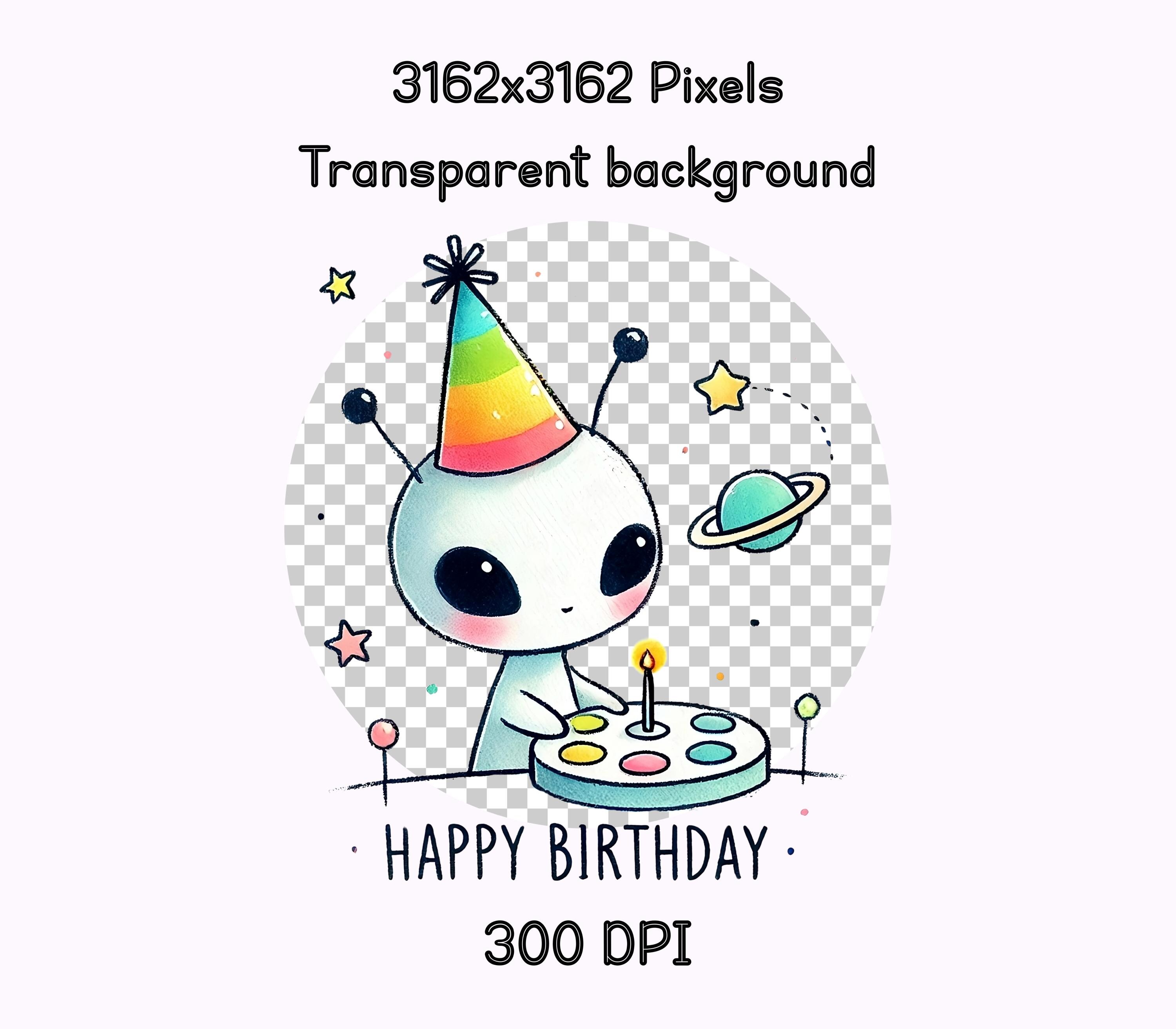 Cute Alien Birthday Clipart Set | Kawaii Space Party Art for Kids ...