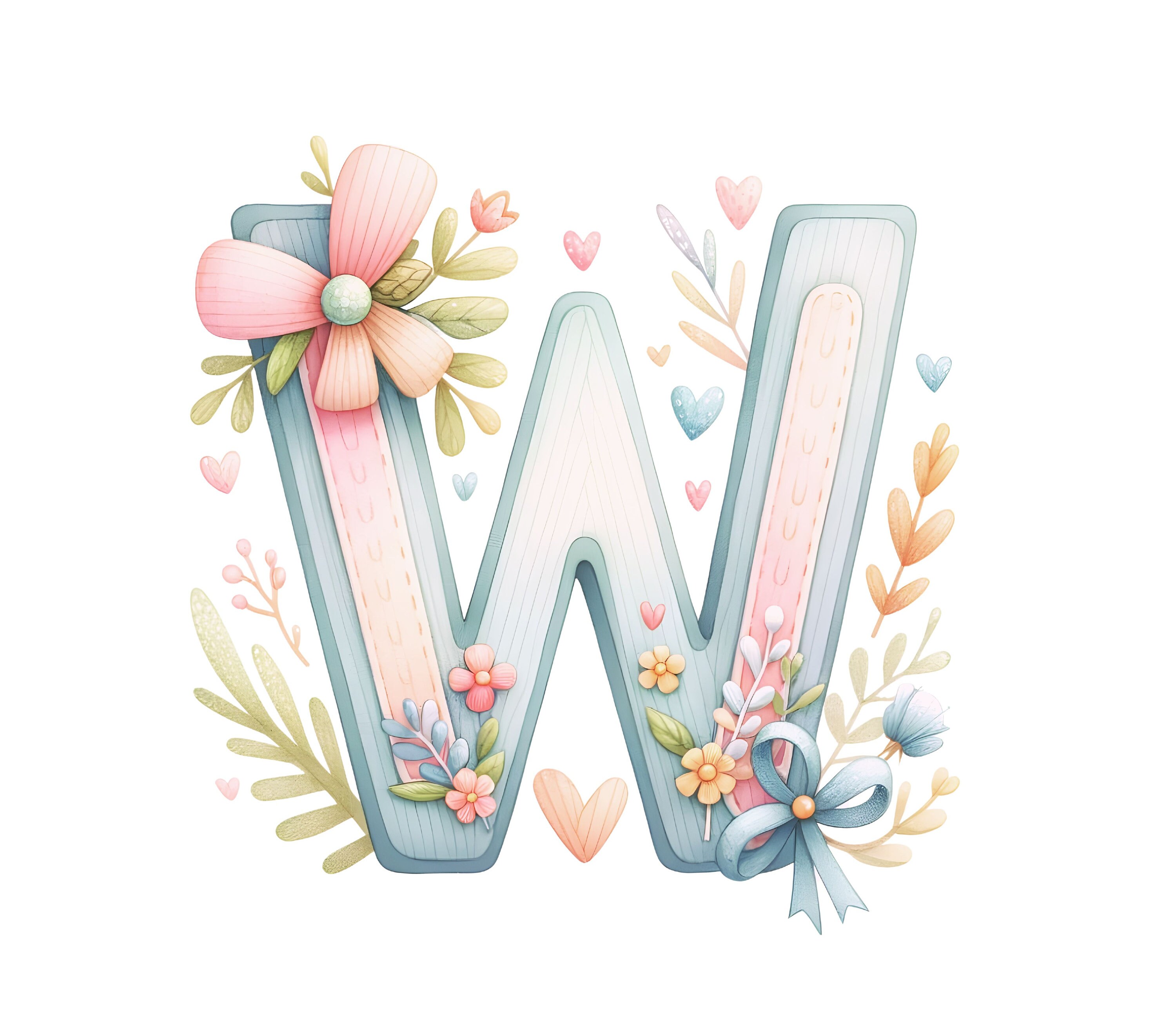 Floral Alphabet Letters A-Z - Pastel Nursery Decor, ABC Love Doodle Art ...