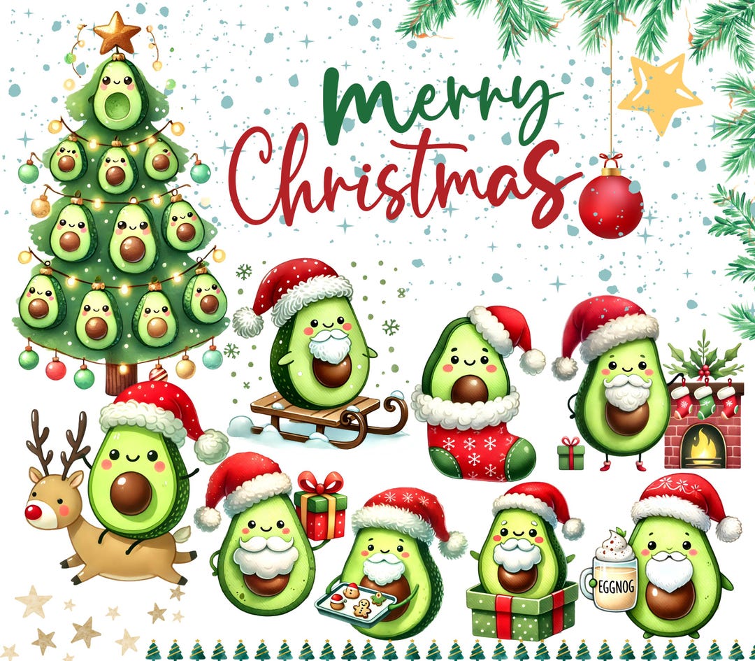 Christmas Avocado Clipart | Cute Ai-generated Avocado Santa Art ...