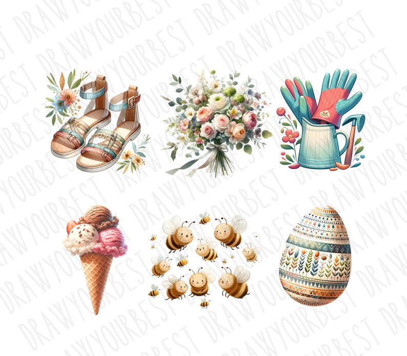 Hello Spring Digital Artwork | Pastel Seasonal Clipart | Easter and ...