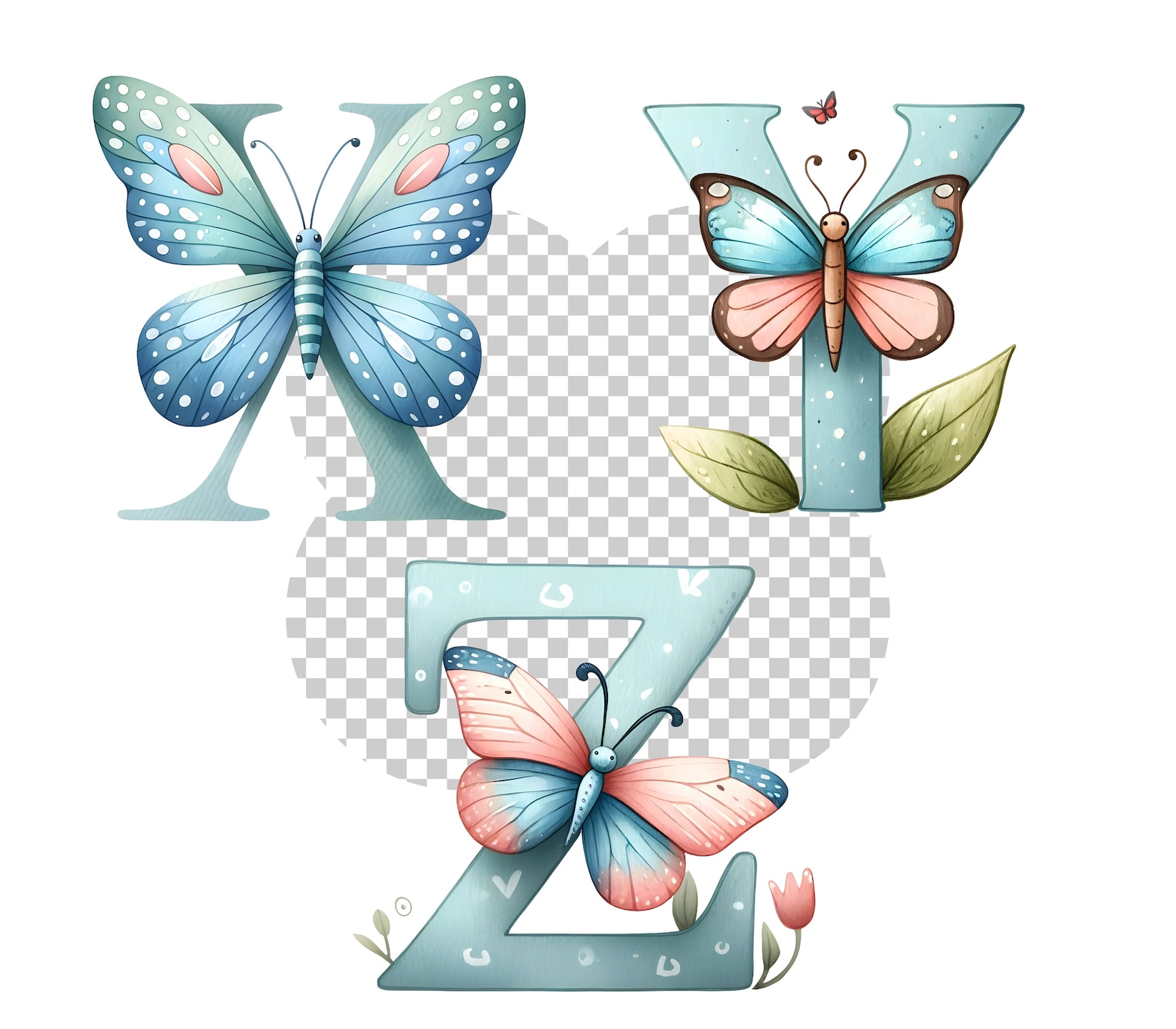 Butterfly Alphabet and Number Art - A to Z & Numbers Whimsical Doodles ...