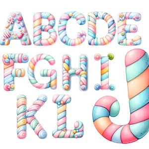 Candy Styled Alphabet & Numbers Art - Pastel Letters Clip Art - Etsy