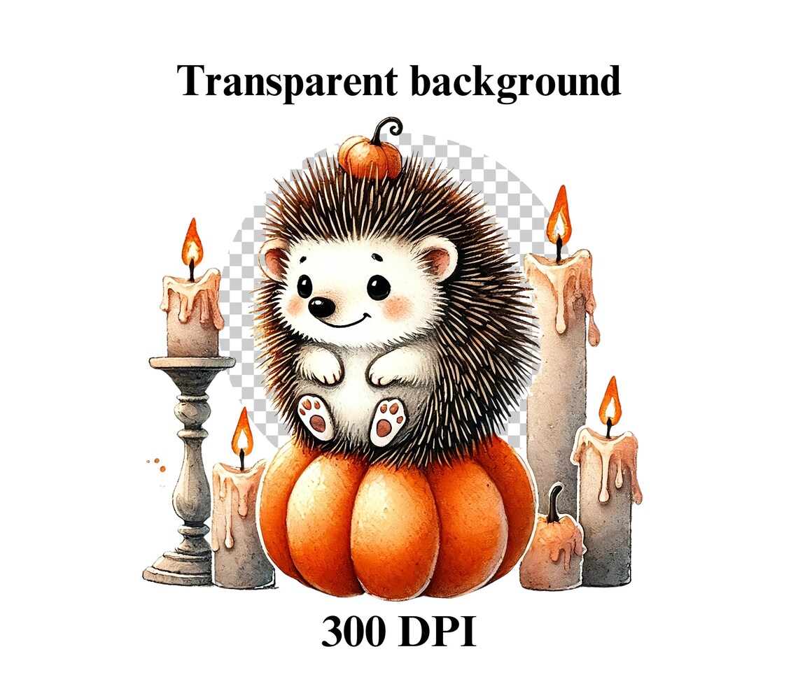 Adorable Halloween Hedgehog PNG Set | Cute Kawaii Animal Designs ...
