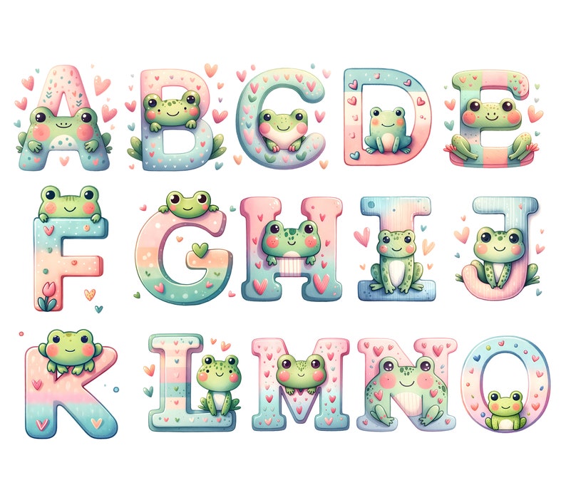 Alphabet & Numbers Cute Frog ABC and 123 Prints, Kids Room Decor ...