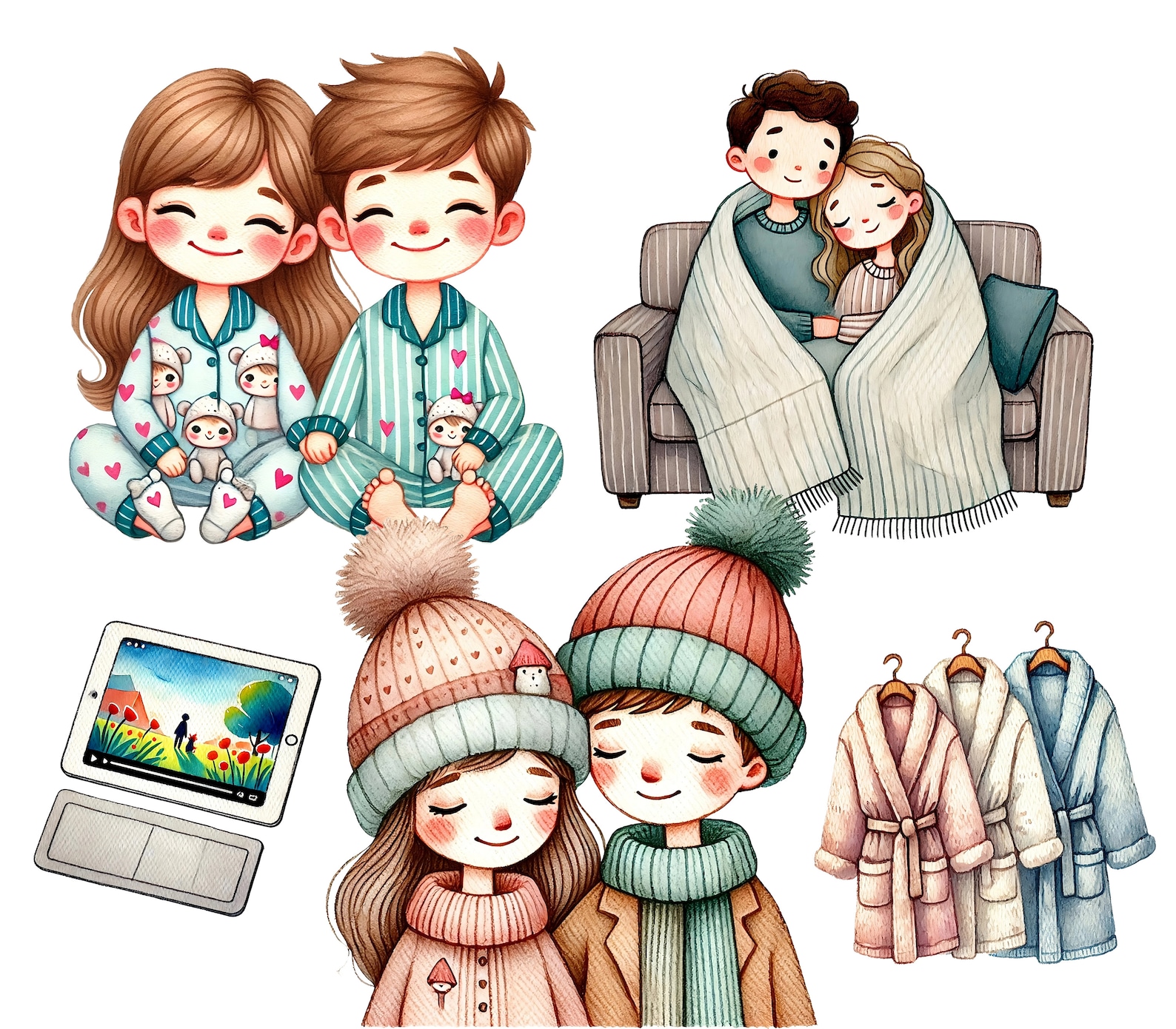 Date Night Digital Clipart Bundle | 56 PNG Cozy Movie Night ...