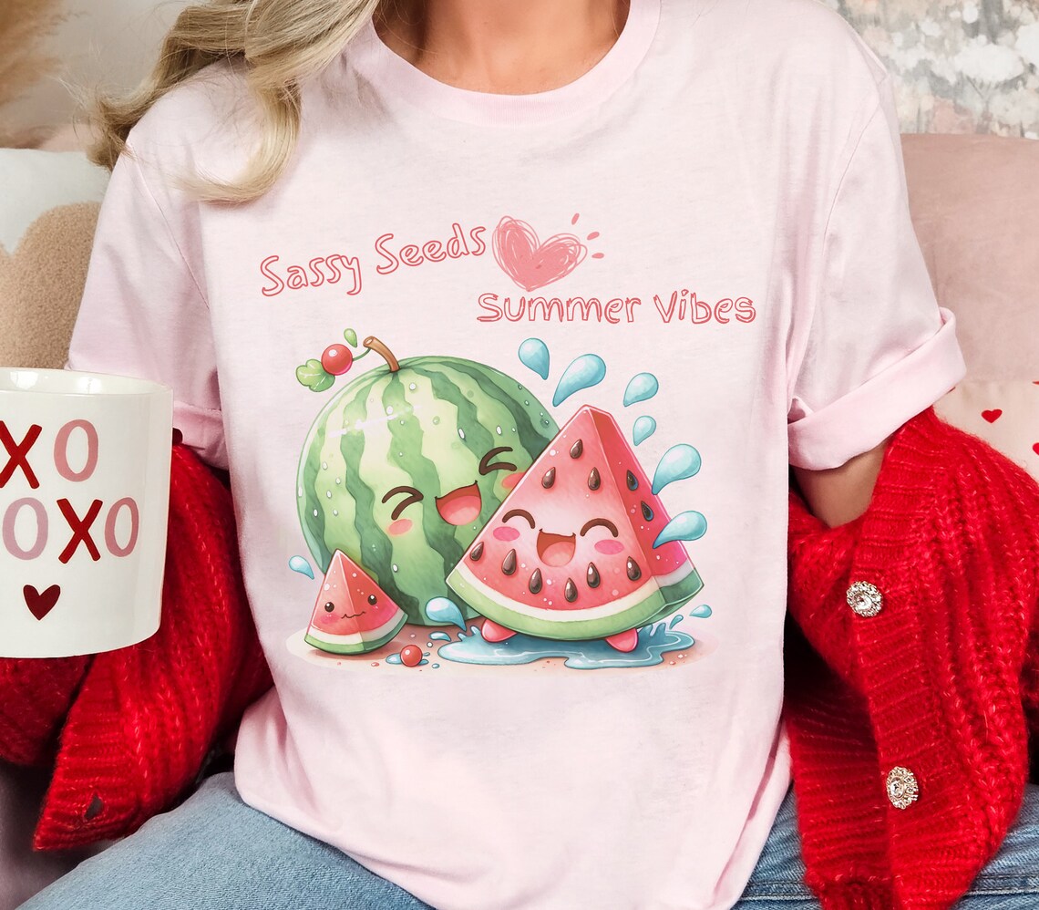 Cute Watermelon Digital Art Print – Summer Fruit Illustration, Kawaii ...