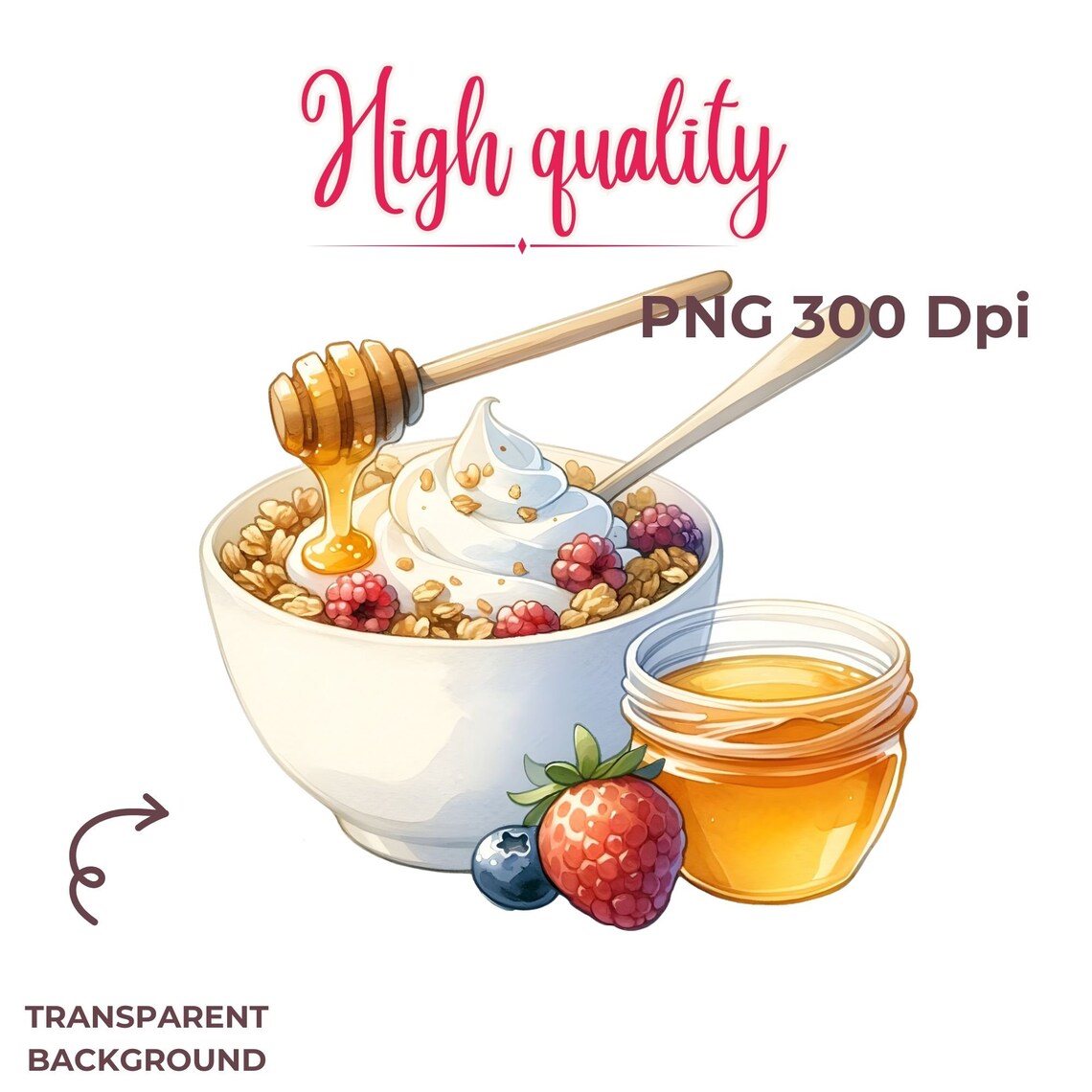 Delightful Breakfast Watercolor Clipart Set, High-resolution Digital ...