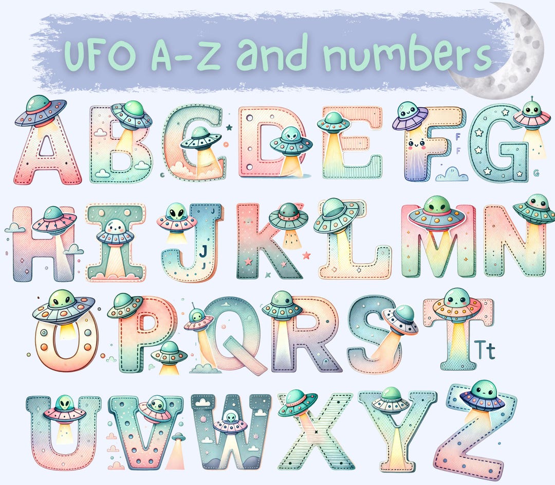 UFO A-Z Alphabet & Numbers | Ai-designed Ufo-themed Letters and Numbers ...