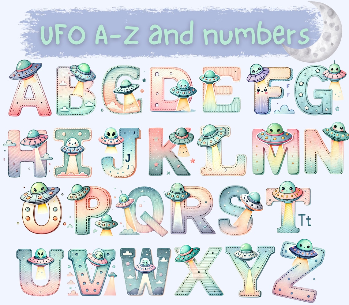 UFO A-Z Alphabet & Numbers | Ai-designed Ufo-themed Letters and Numbers ...