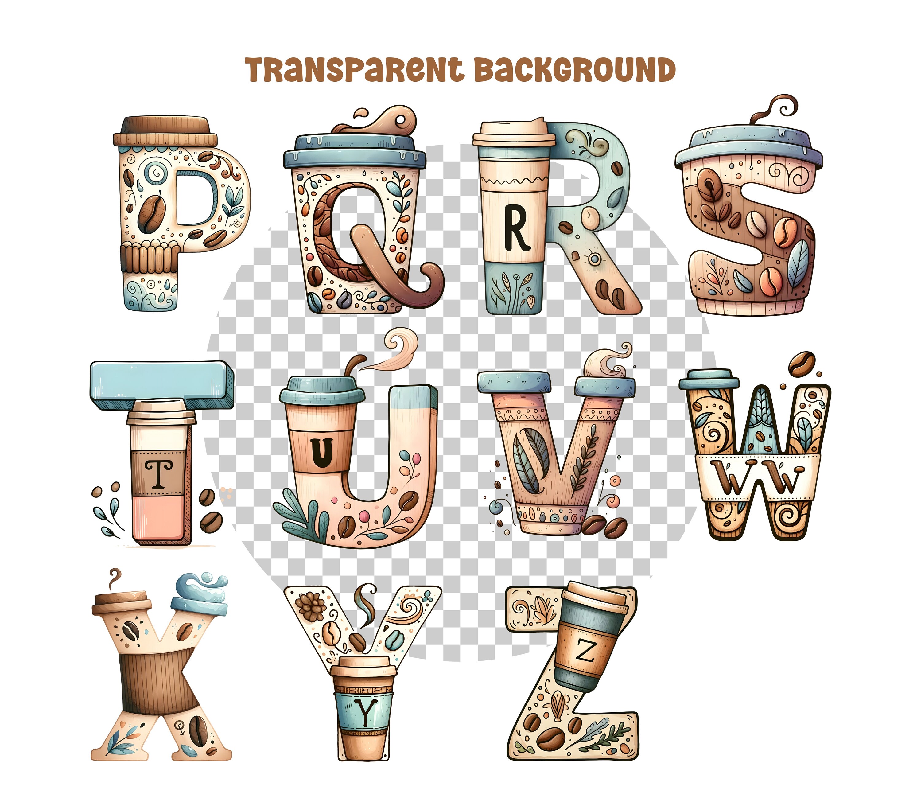 Coffee-themed Alphabet Letters - Customizable Wall Art for Coffee Shops ...